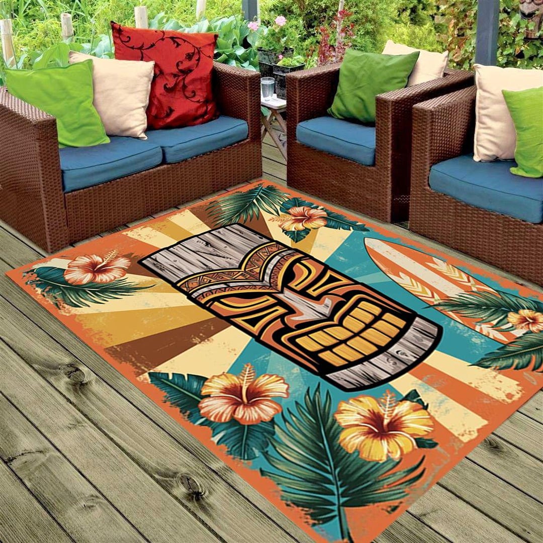 Tiki, Tiki Mask Rug,tiki Decor, Tiki Mug,tiki Faces Mat, Hawaii Decor ...
