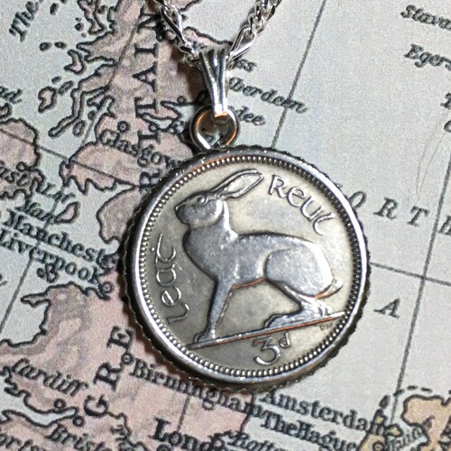 Ireland 3 Pence Hare Rabbit Vintage Coin Pendant With Chain or - Etsy