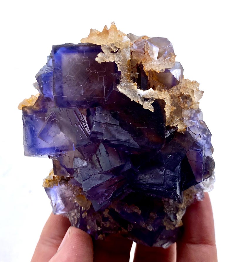 346 Gram Unique Phantom Fluorite With Calcite Crystal Specimen From ...
