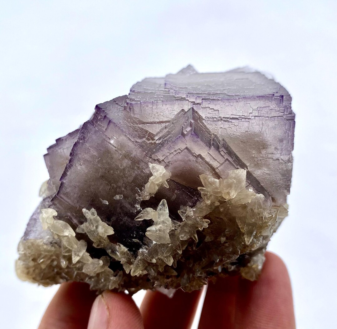 383 Gm Fluorite With Calcite – Unique Step-growth Crystal Formation ...