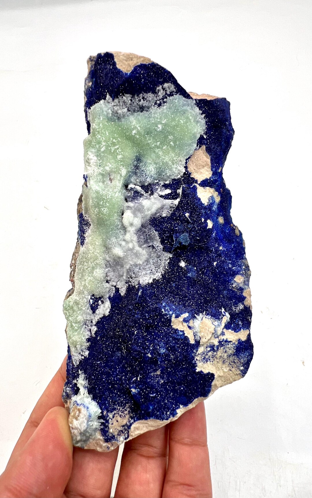 328 Gram Rare Luster Azurite With Aragonite Crystal Specimen From ...