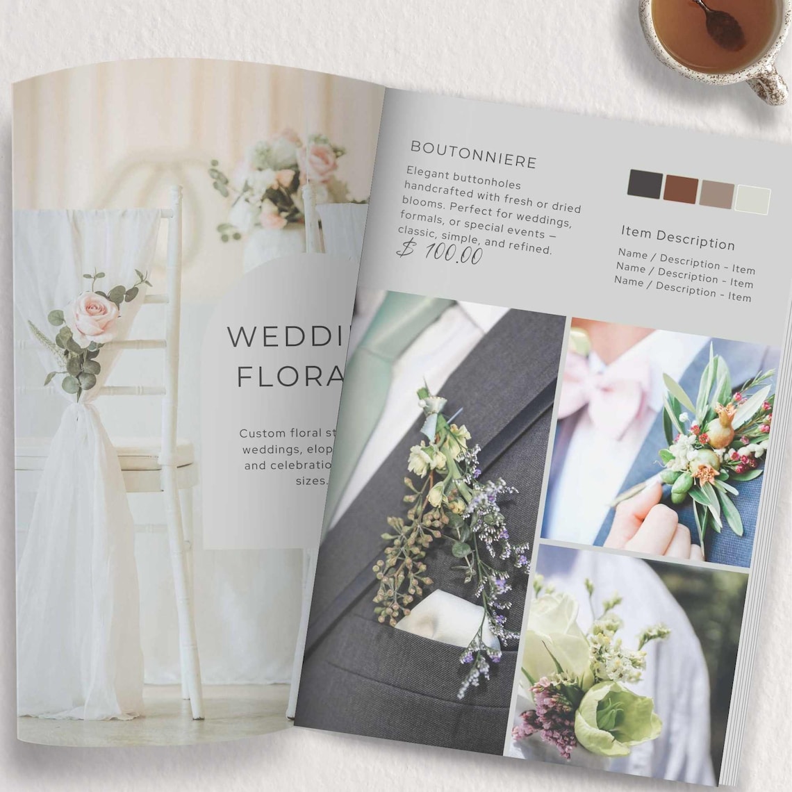 Editable Florist Lookbook Template Canva | Prefilled Flower Shop ...