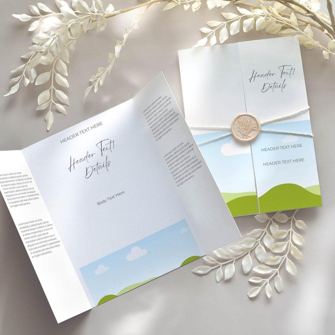 Gate Fold Template Canva | Blank Gatefold Wedding Invite | DIY ...