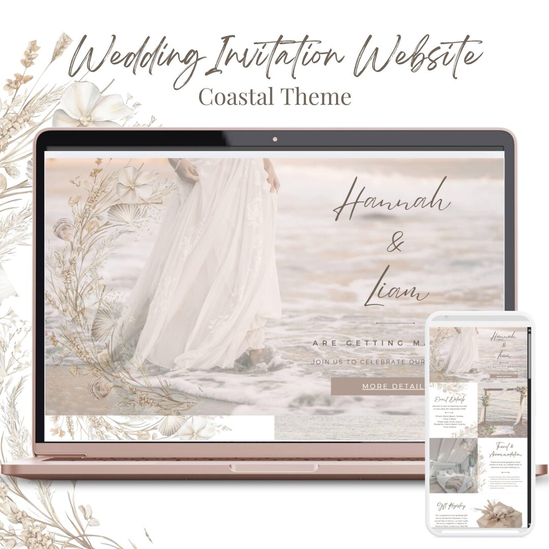 Wedding Invitation Website Template for Canva | Customisable Digital ...