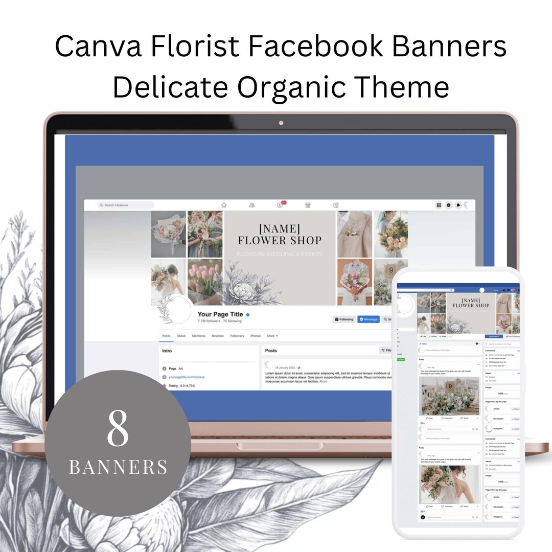 Florist Facebook Banner Canva Template: Organic Theme (digital Download ...