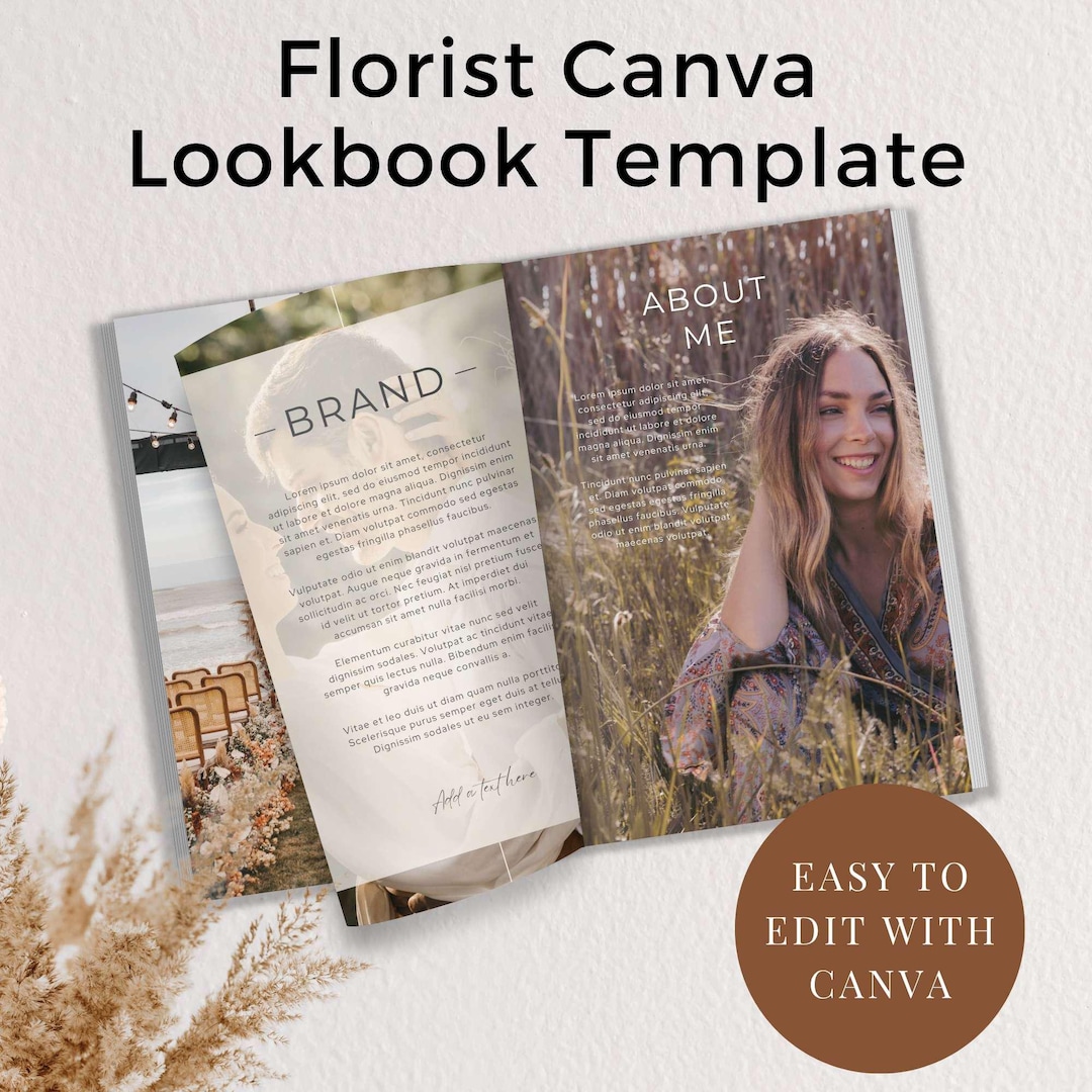 Boho Florist Lookbook Canva Template: Editable Floral Catalogue (22 ...
