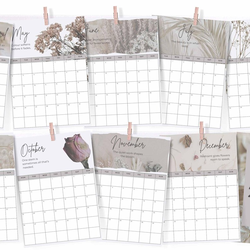 Florist 2026 Calendar | Editable Canva Template for Florists | Monthly ...