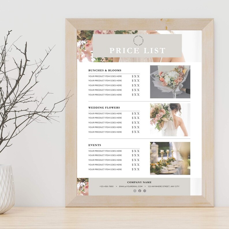 Editable Florist Price List Template: Modern Organic Theme (canva) - Etsy