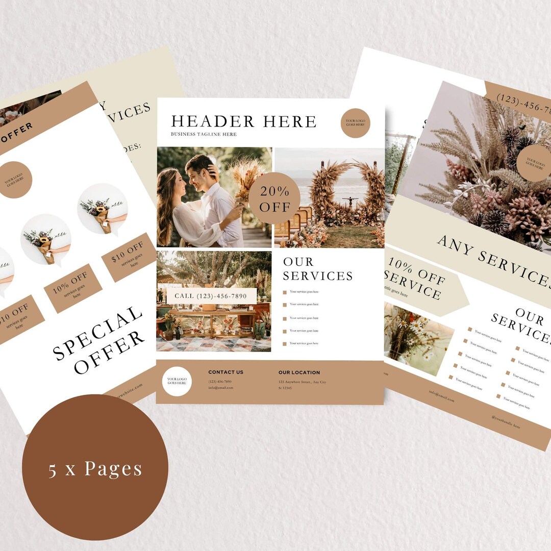 Boho Flower Shop Flyer Template: Editable Florist Business Flyers ...