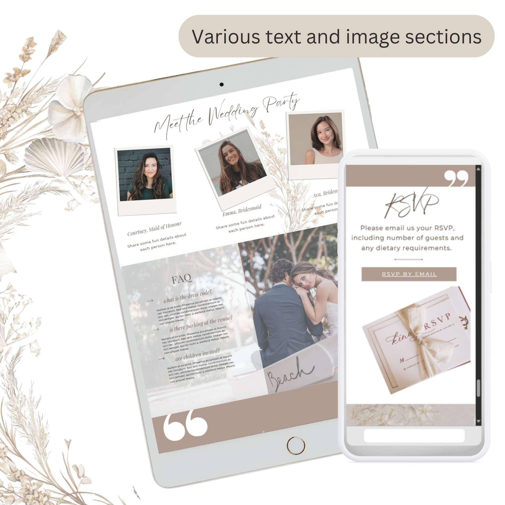 Wedding Invitation Website Template for Canva | Customisable Digital ...