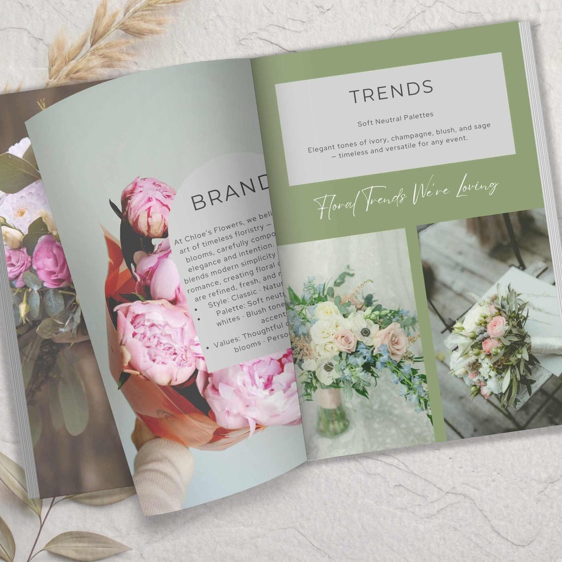 Editable Florist Lookbook Template Canva | Prefilled Flower Shop ...