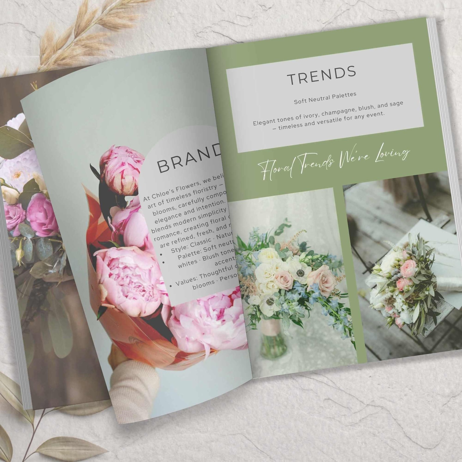 Editable Florist Lookbook Template Canva | Prefilled Flower Shop ...