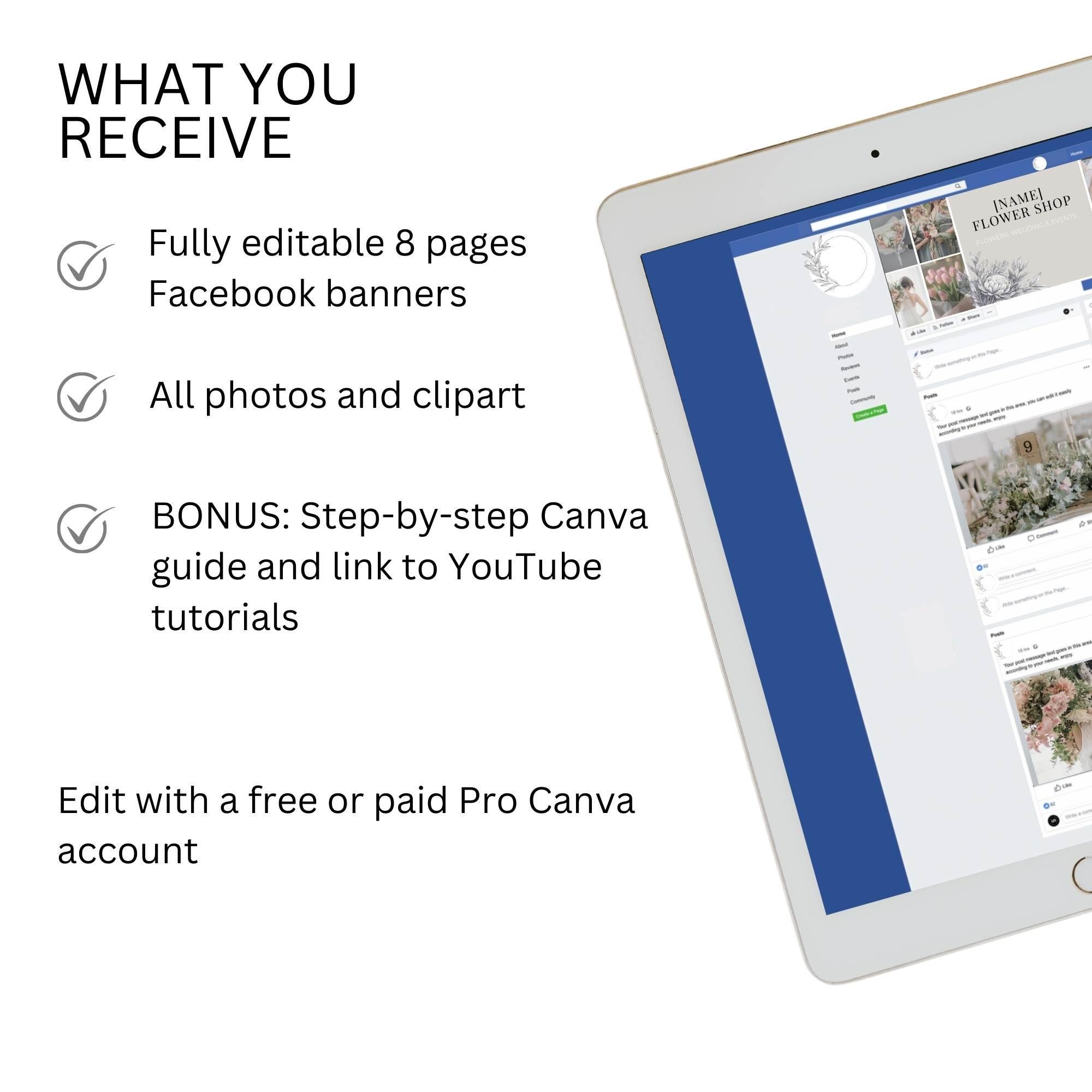 Facebook Banners Canva Template for Florists, Facebook Cover Canva ...