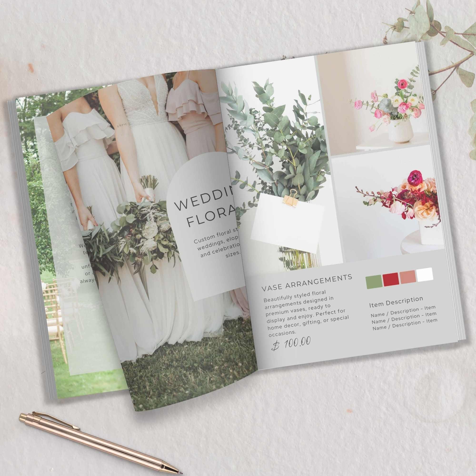 Editable Florist Lookbook Template Canva | Prefilled Flower Shop ...