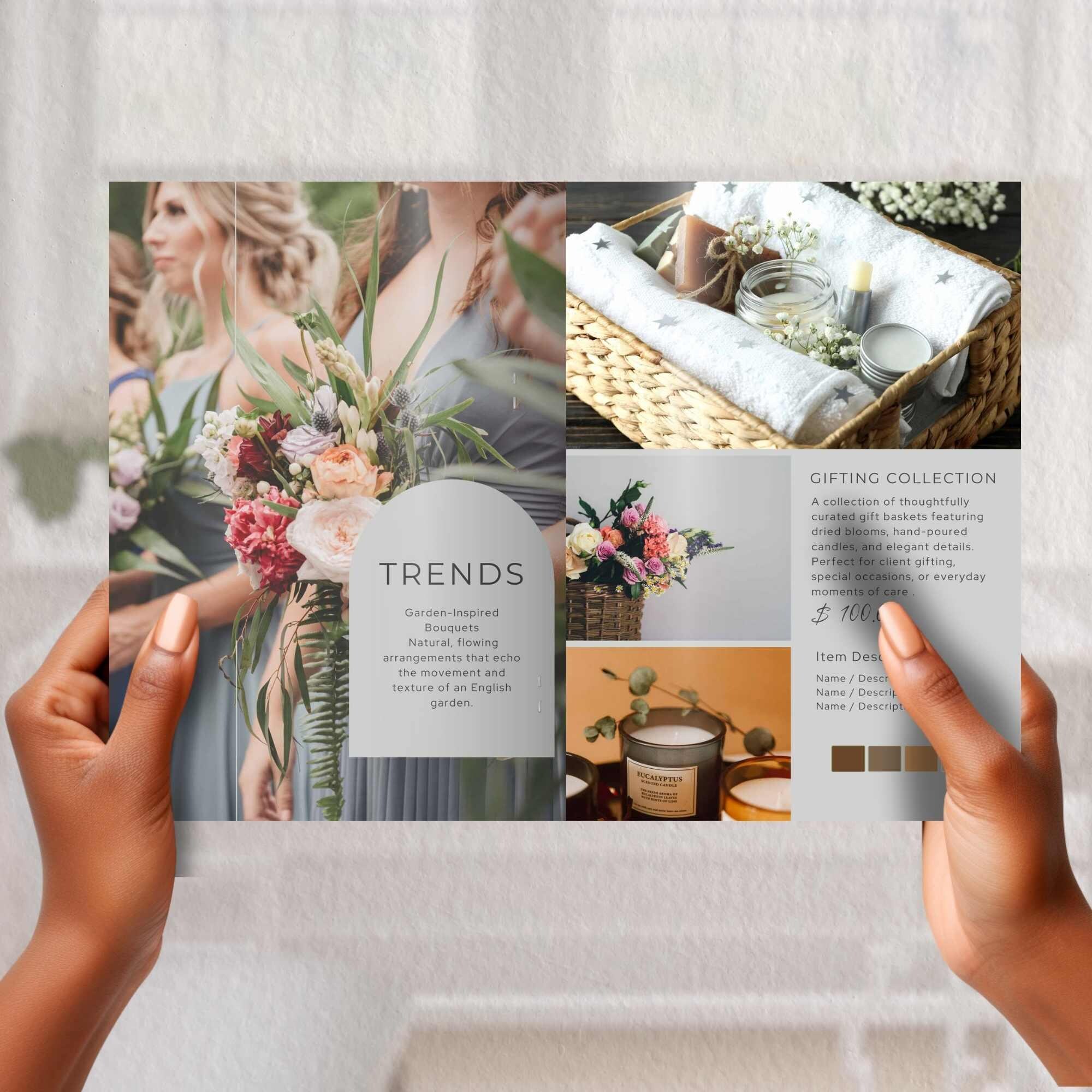 Editable Florist Lookbook Template Canva | Prefilled Flower Shop ...
