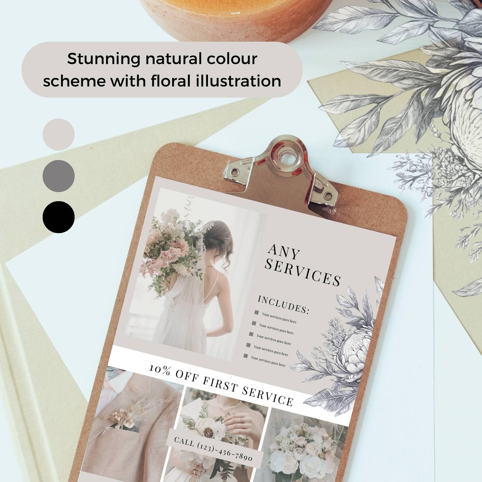 Editable Florist Flyer Template: Delicate Floral Design (canva) - Etsy