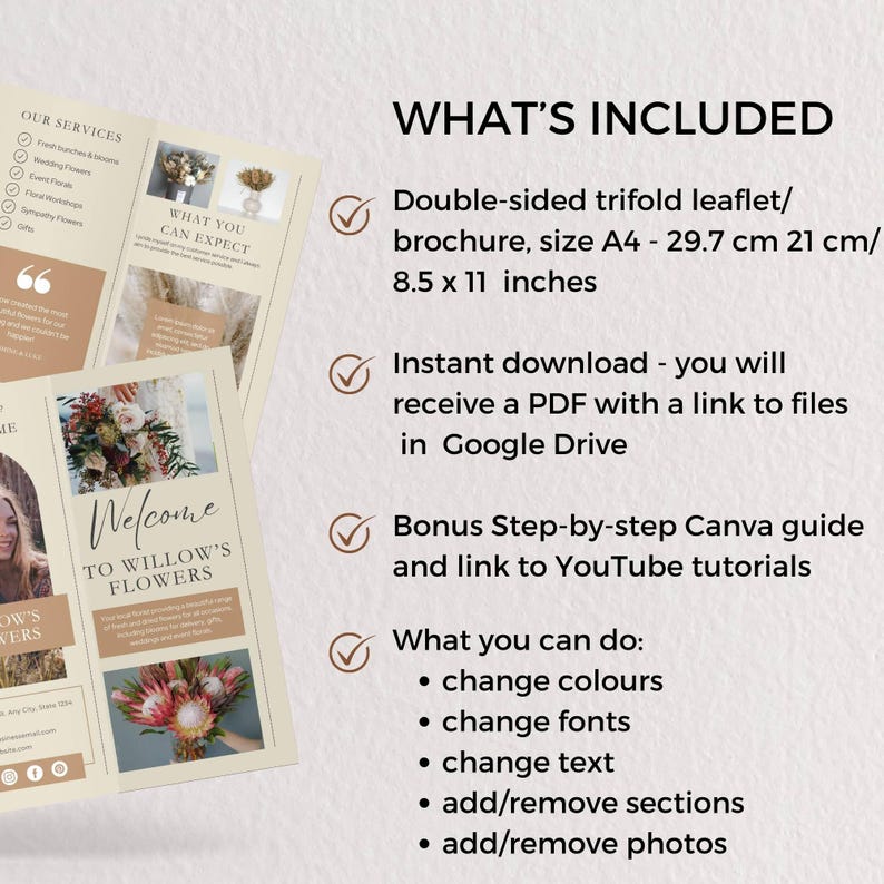 Boho Florist Brochure Canva Template, Floral Pricing Guide - Etsy
