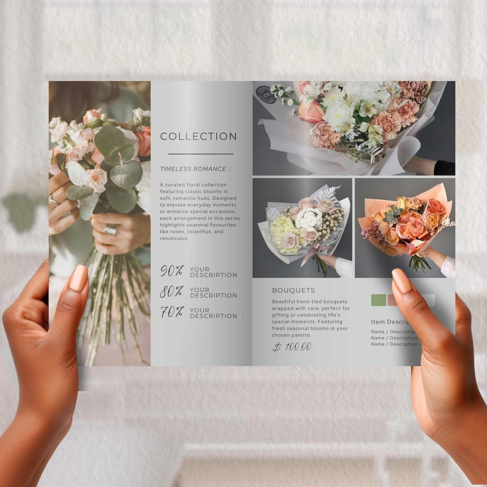 Editable Florist Lookbook Template Canva | Prefilled Flower Shop ...