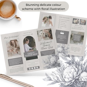 Canva Florist Double-sided Trifold Brochure, Canva Template, Editable ...