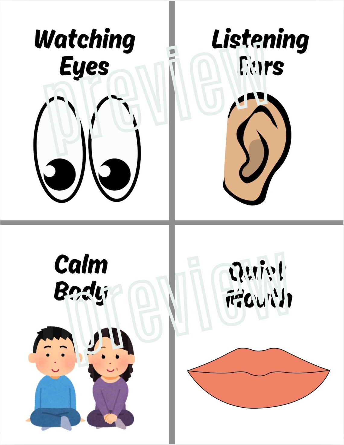 Circle Time Rug Time Rules - Calm Body Listening Ears Quiet Mouth ...