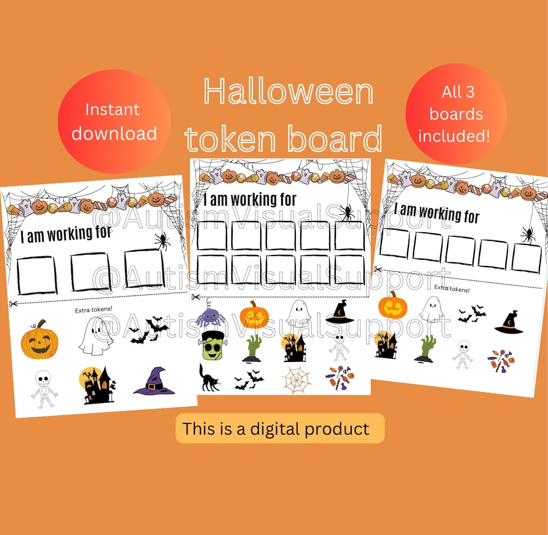 Halloween Spooky Fall Token Board With 3 5 and 10 Spaces - Digital ...