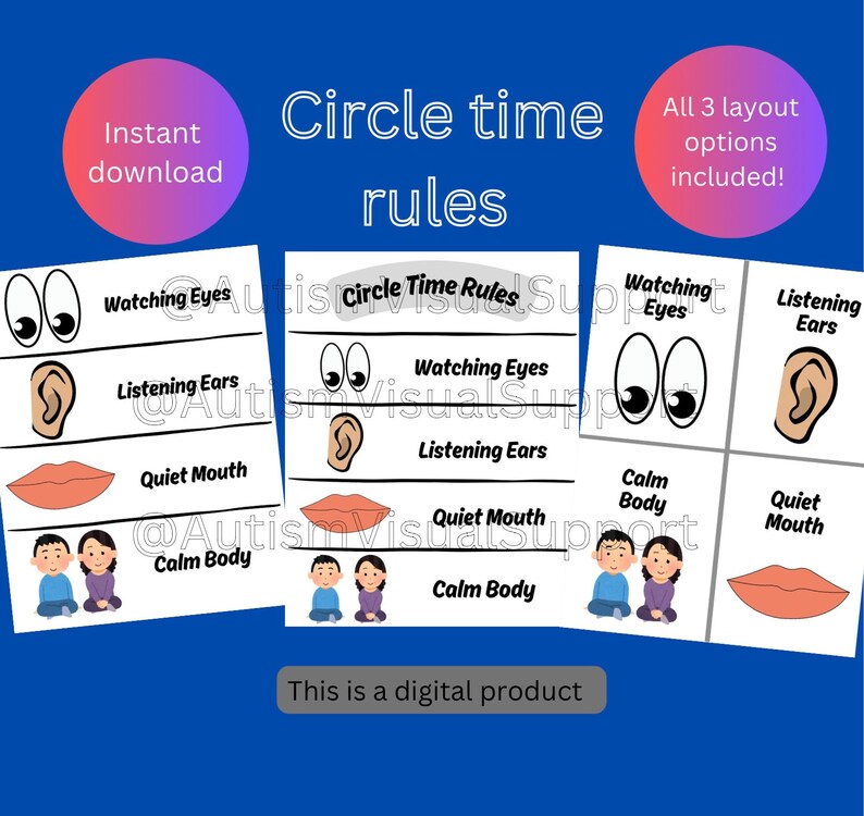 Circle Time Rug Time Rules - Calm Body Listening Ears Quiet Mouth ...