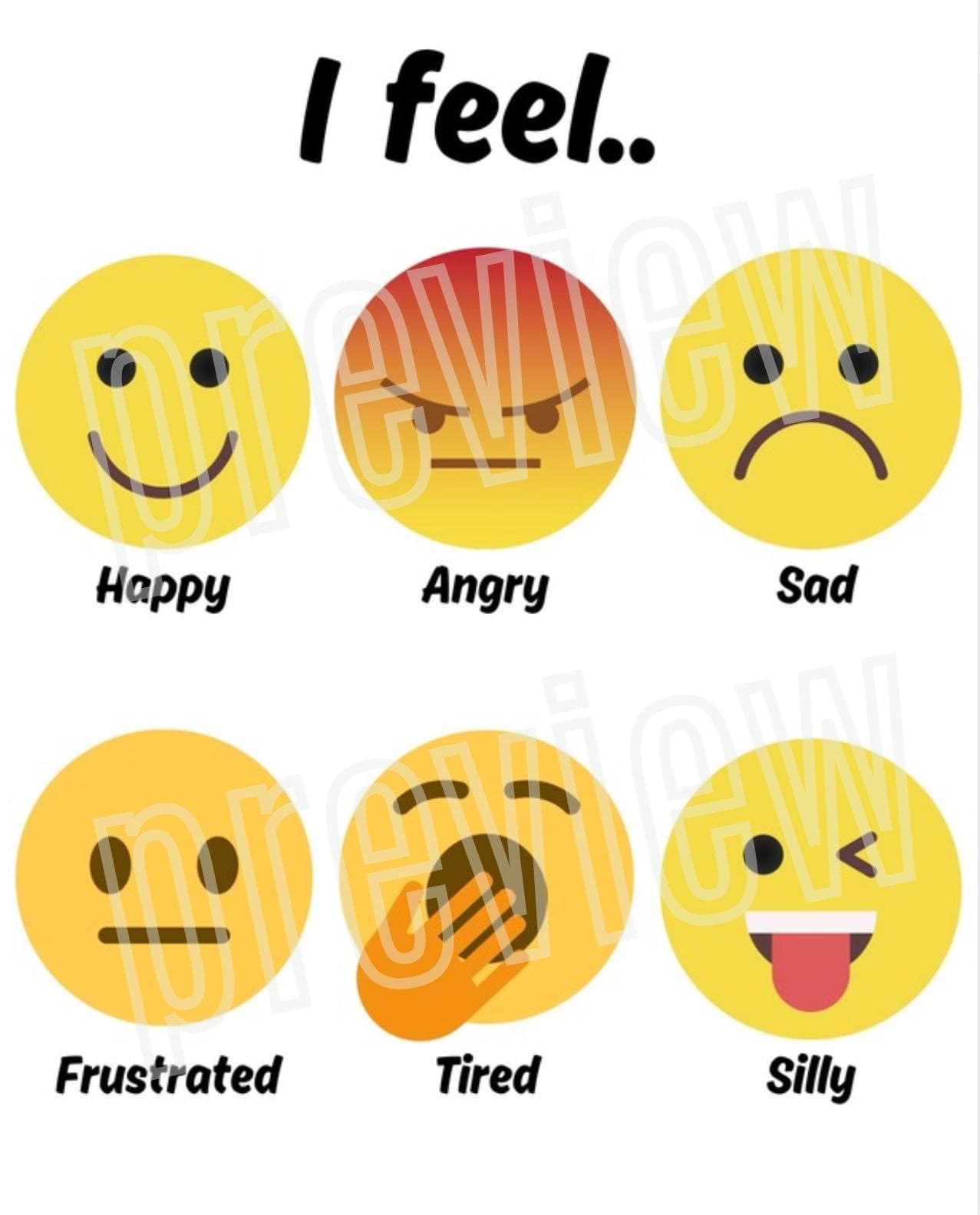Feelings Emotions Chart Poster for Toddlers Simple I Feel - Calm Choice ...