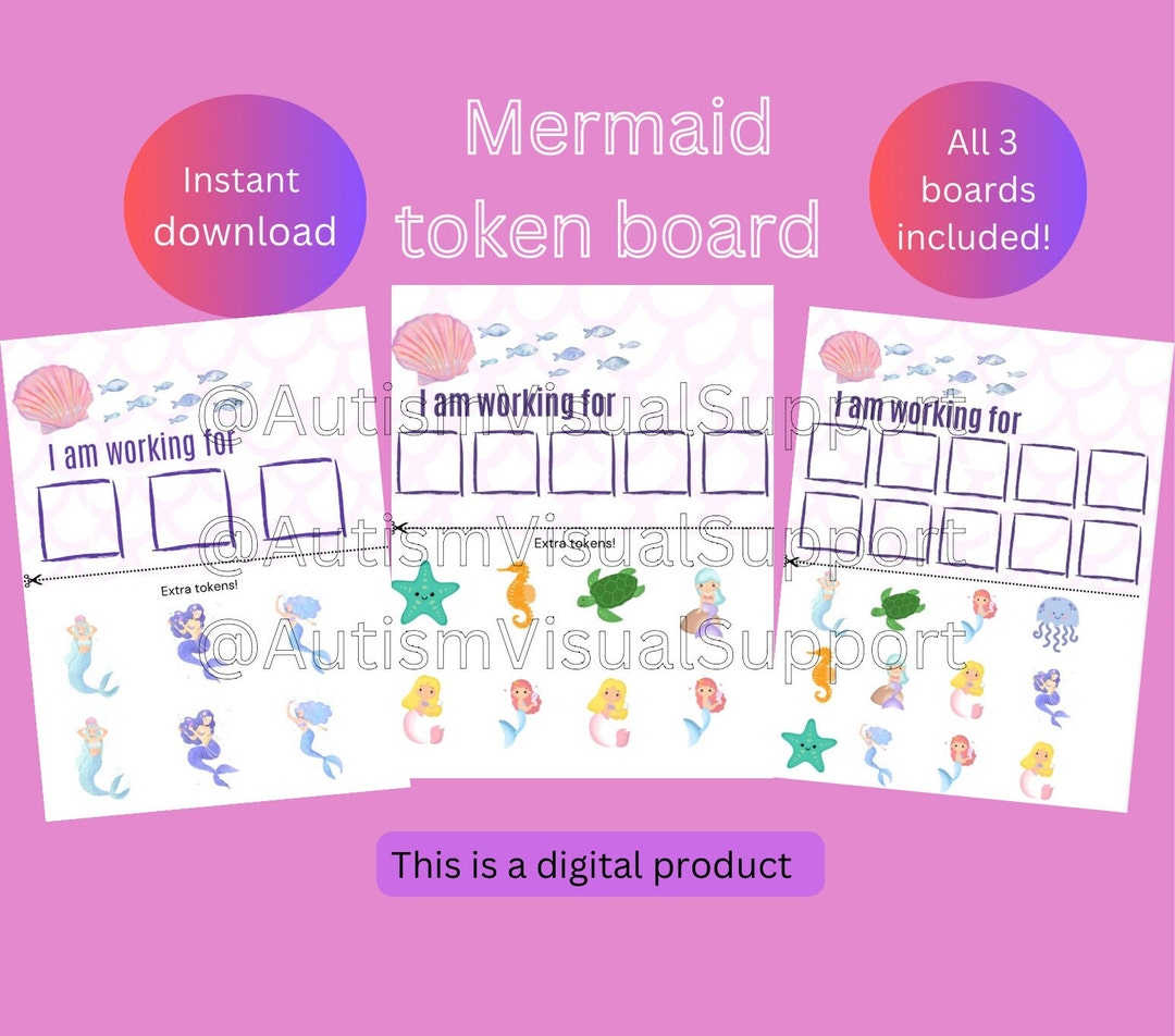 Mermaid Token Board With 3, 5 and 10 Spaces - Digital Download Only - Etsy