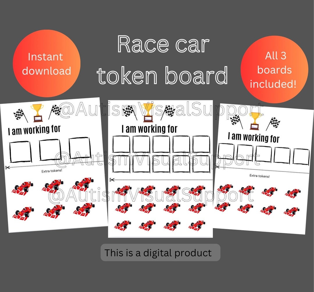 Race Car Boy Token Board With 3 5 and 10 Spaces - Digital Download Only ...