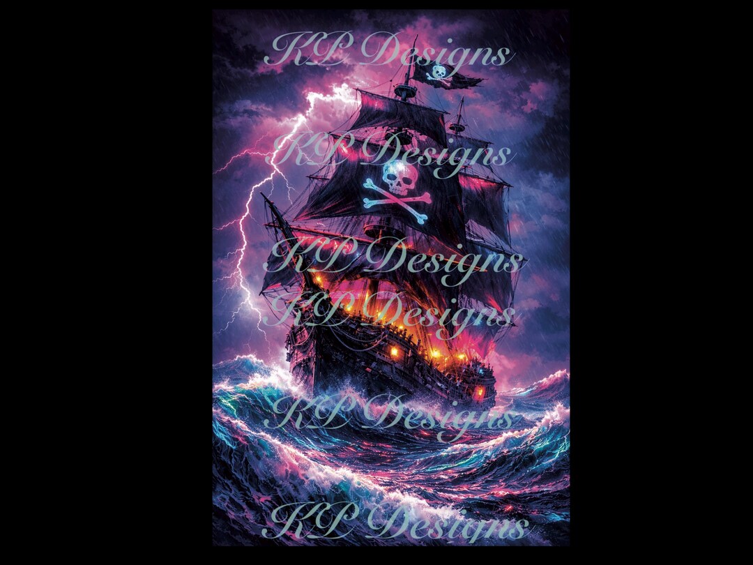 Neon Nautical Pirate Ship PNG Design - Etsy