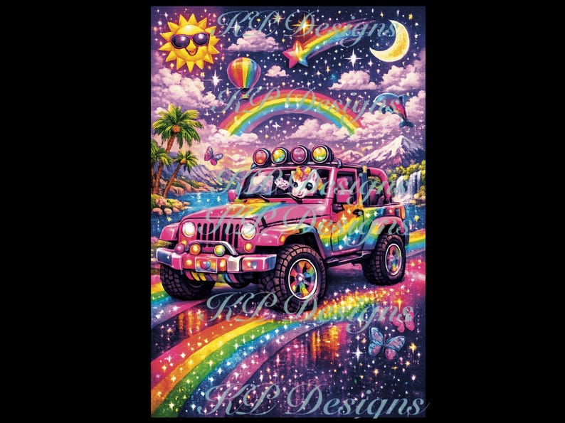 Lisa Frank Inspired Jeep Neon Colored Design PNG - Etsy