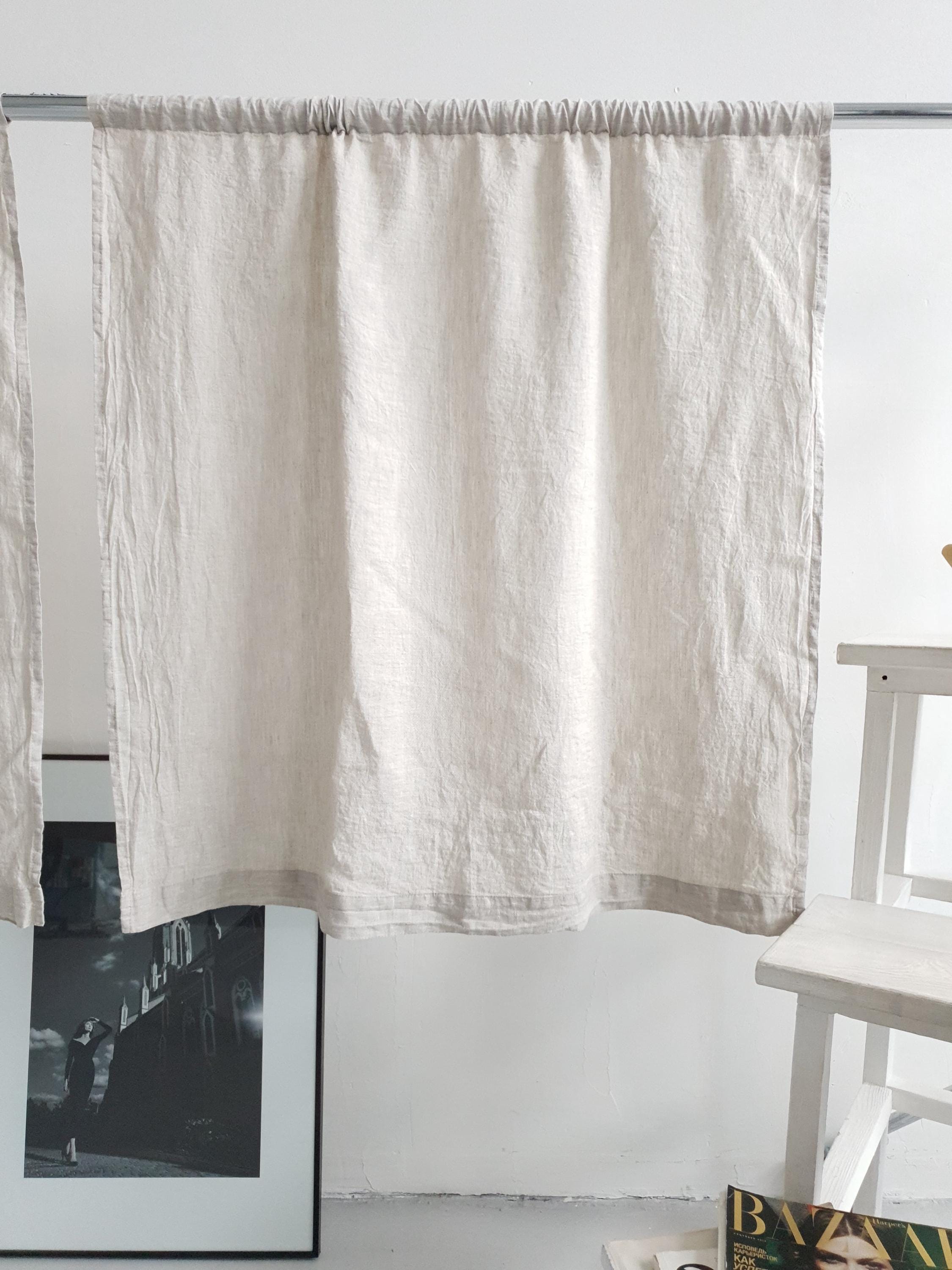 Linen Cafe Curtain. Semi Sheer Organic Kitchen Blinds. Door Curtain ...