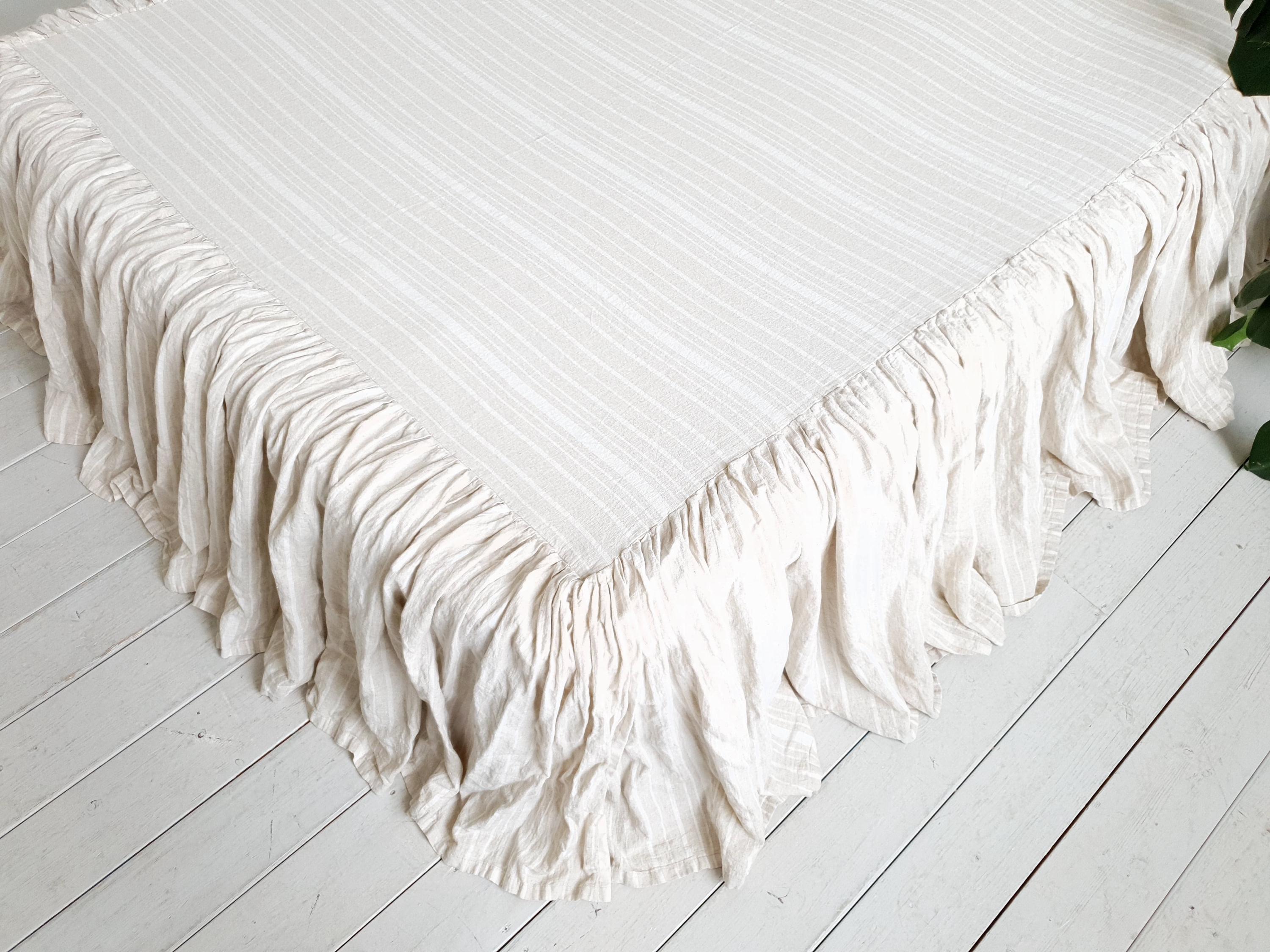 Organic Linen Dust Ruffle: Stonewashed Shabby Chic Bed Skirt - Etsy