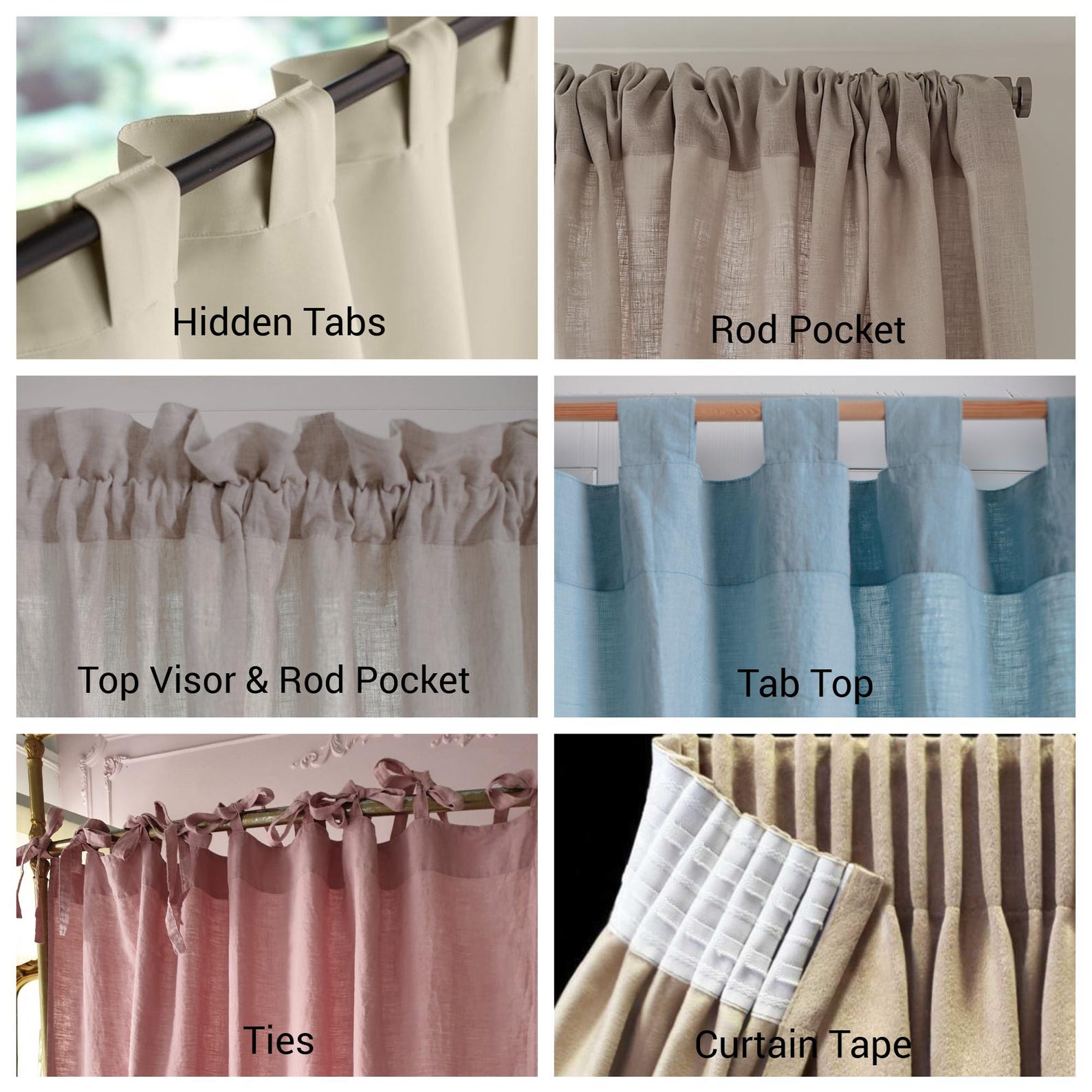 Ruffled Linen Curtain Panel: Farmhouse Style, Organic Flax - Etsy