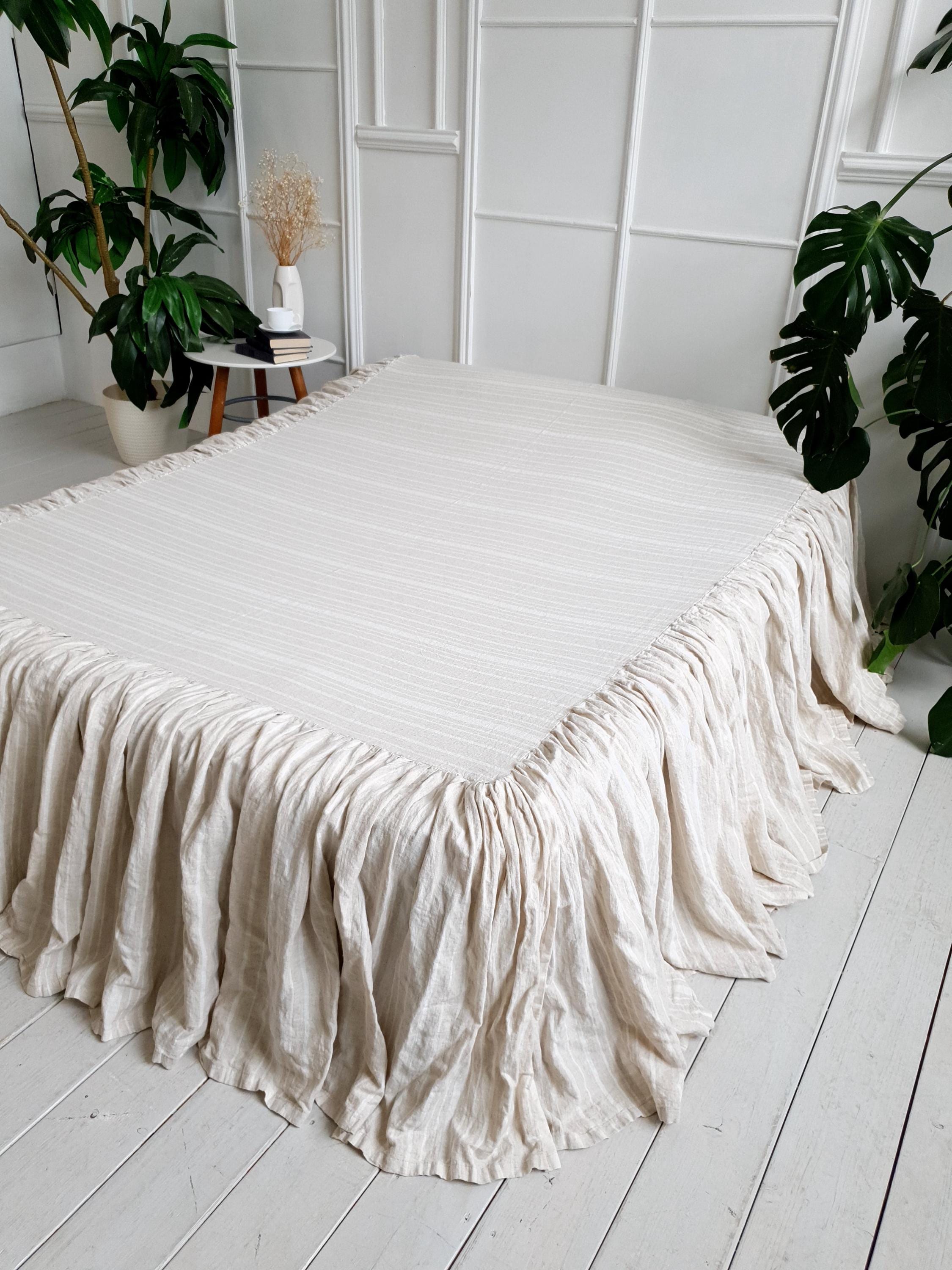 Organic Linen Dust Ruffle: Stonewashed Shabby Chic Bed Skirt - Etsy