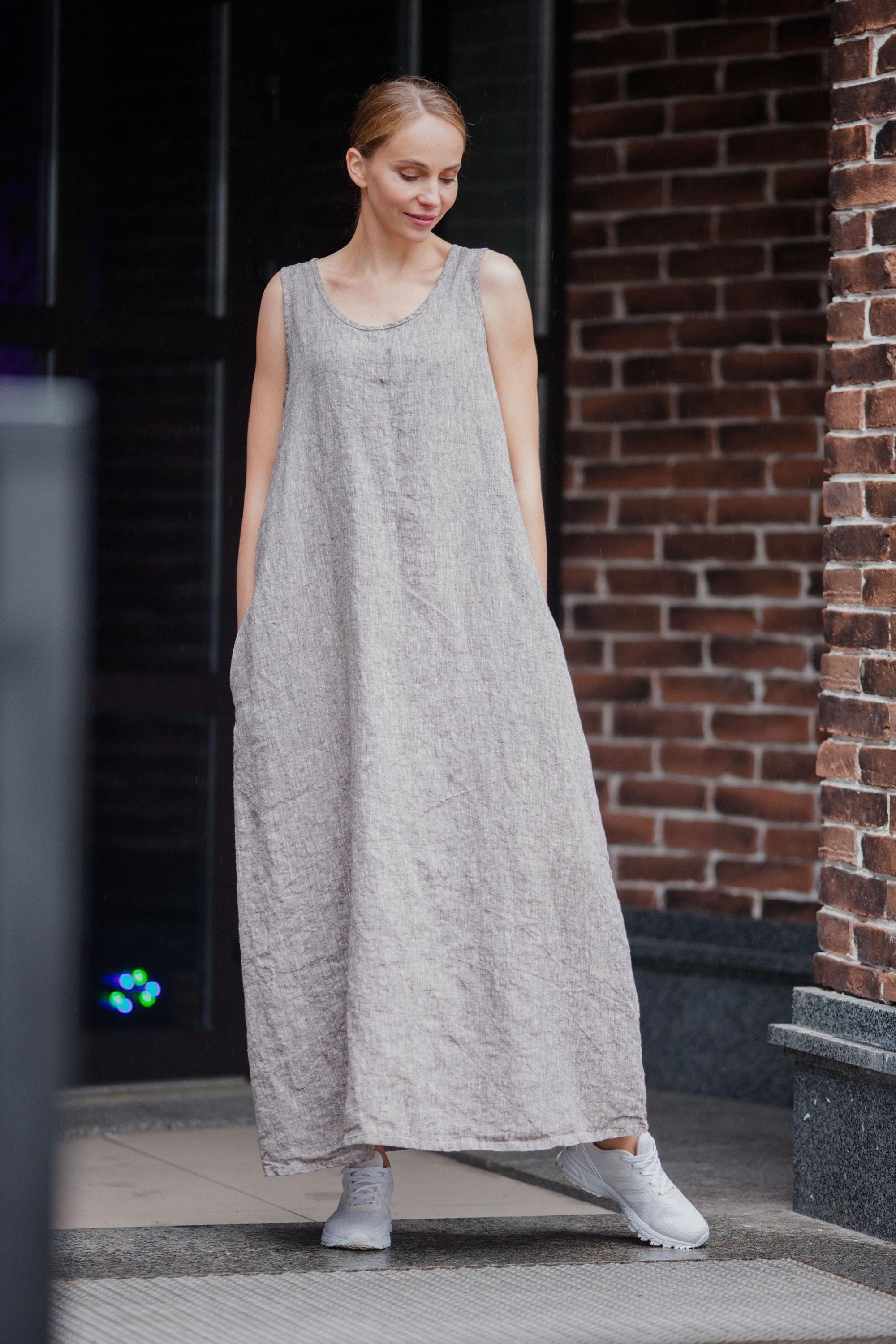 Organic Linen Maxi Dress: Soft Stonewashed Sleeveless Sundress - Etsy