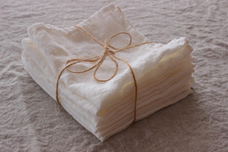 Stonewashed Linen Napkins Set: Organic Shabby Chic Table Decor - Etsy
