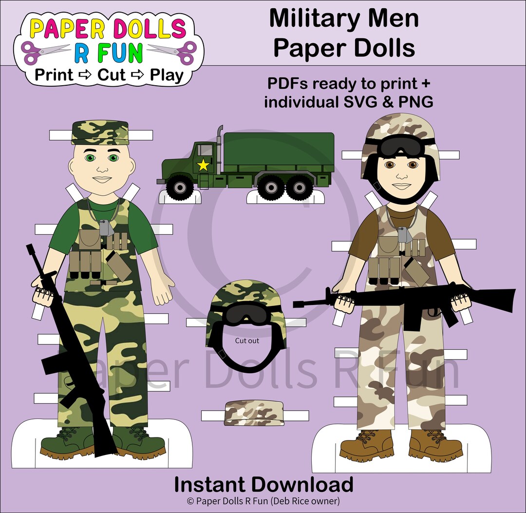 White Military Men Paper Dolls Military Paper Dolls, Military Clothes ...