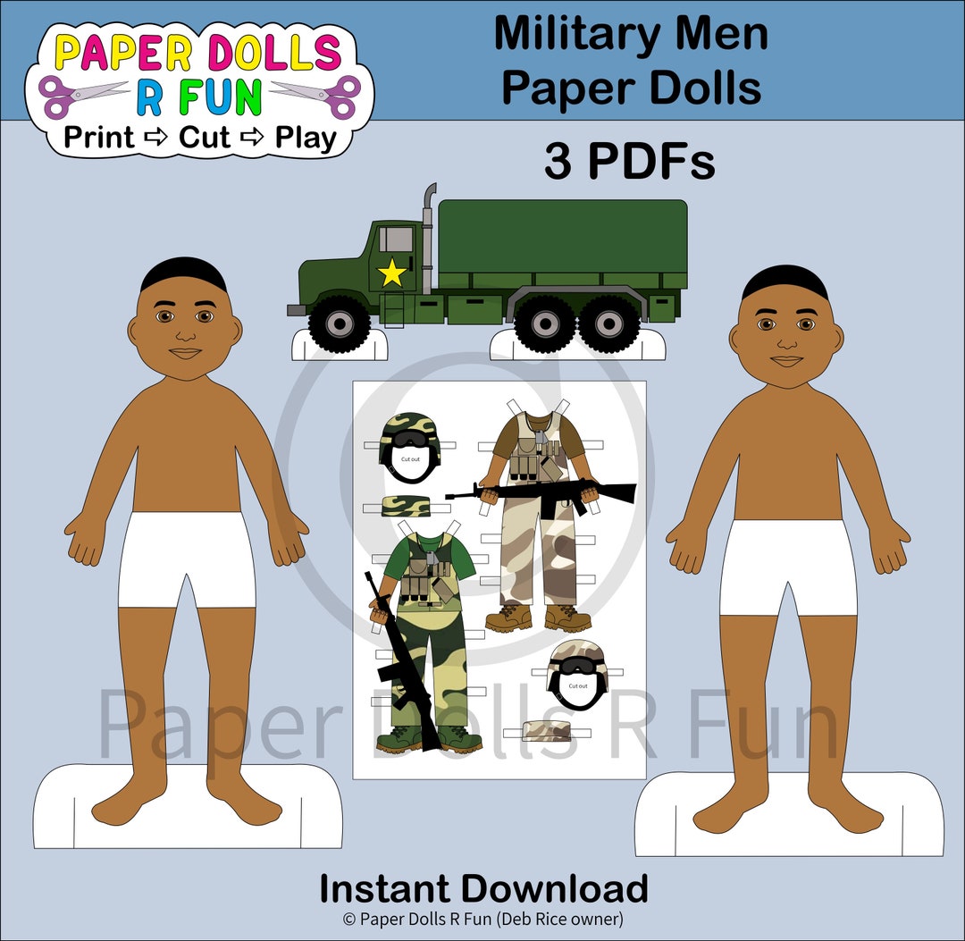 Black Military Men Paper Dolls Military Paper Dolls, Military Clothes ...