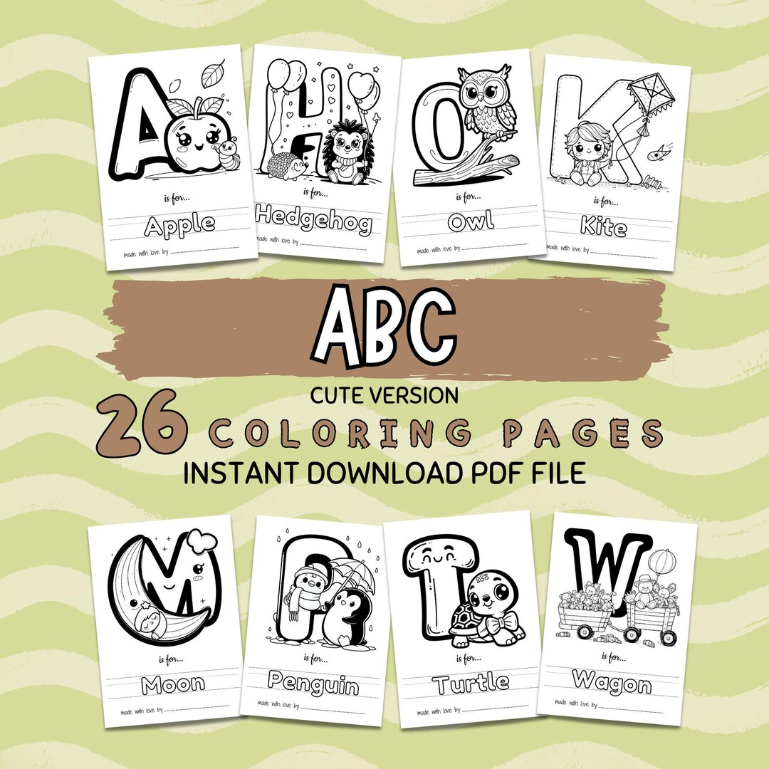 ABC Baby Shower Coloring Book, Baby's First ABC Book, Baby Coloring ...