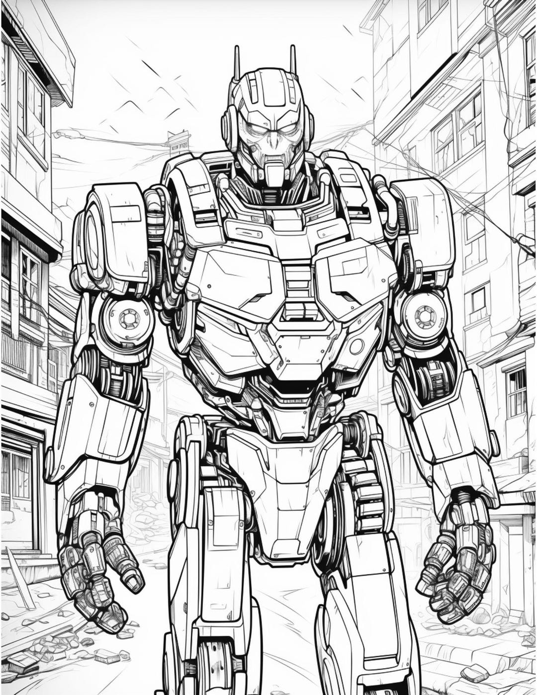 Robot5 Coloring Page for Kids & Adults Coloring Sheet Mech - Etsy
