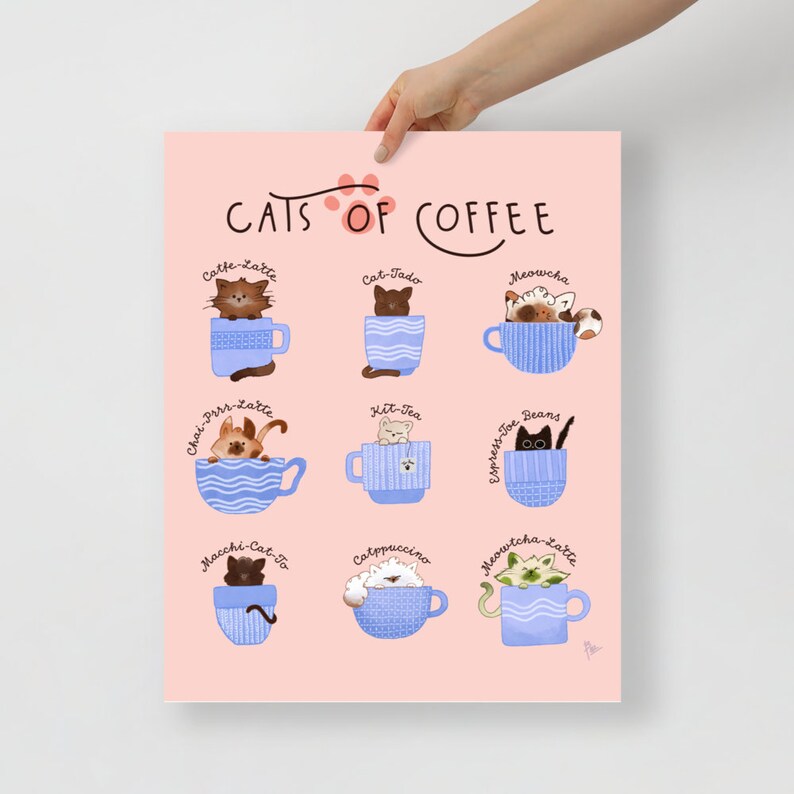 Cats of Coffee Poster - Etsy