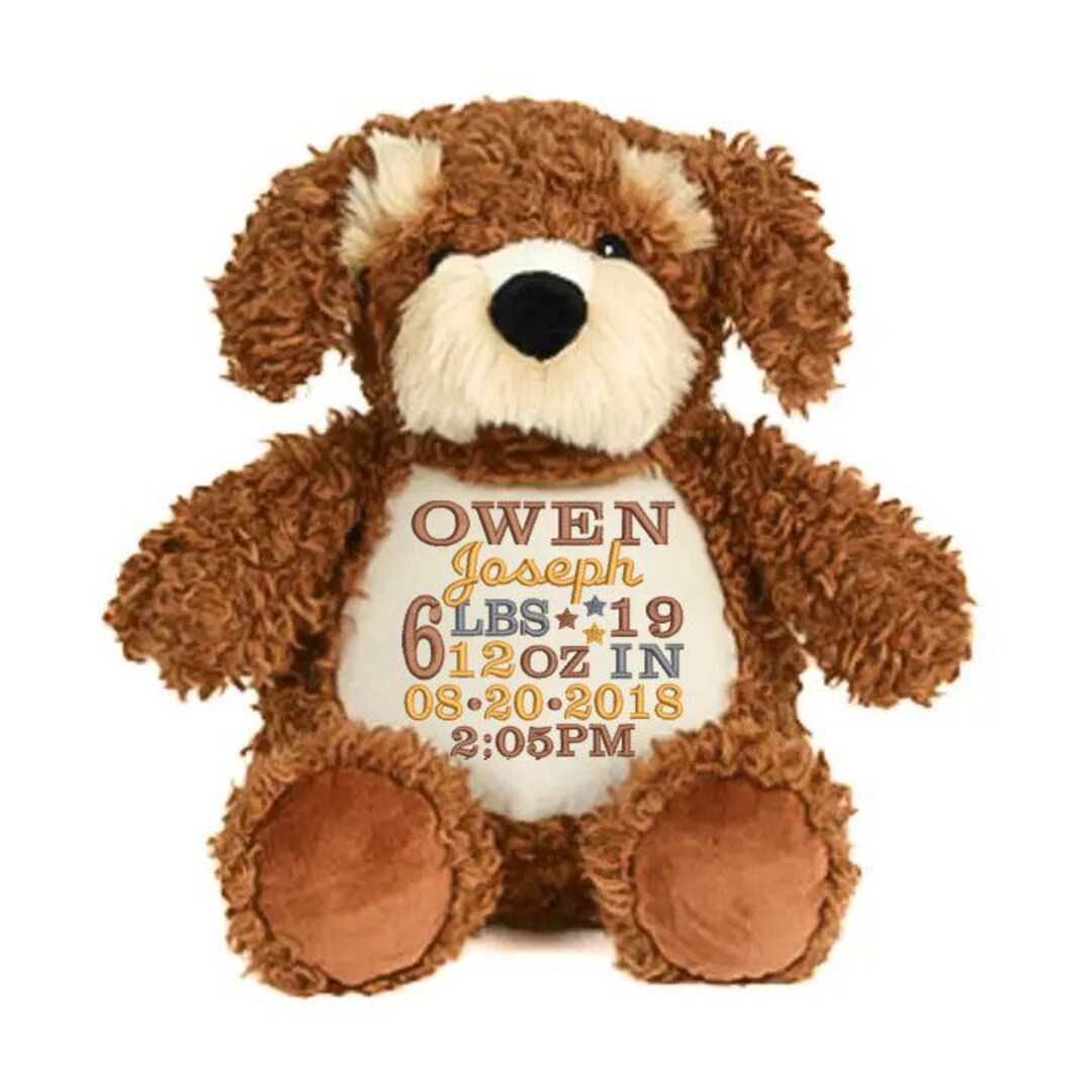 Personalized Stuffed Cockapoo, Embroidered Birth Announcement Gift ...