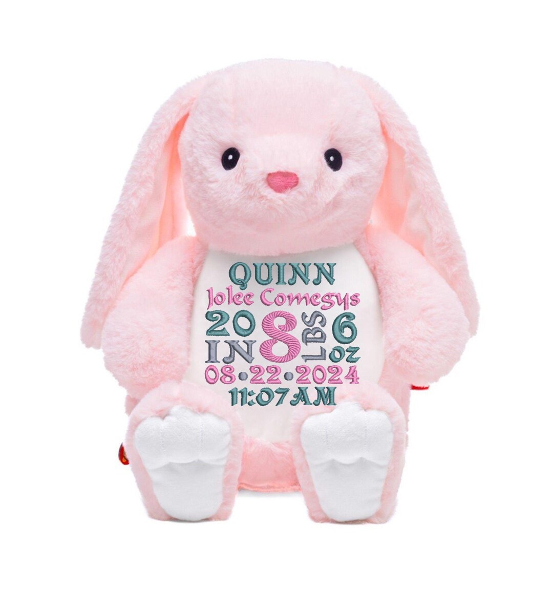 Personalized Stuffed Bunny, Custom Embroidered Rabbit, Keepsake for ...