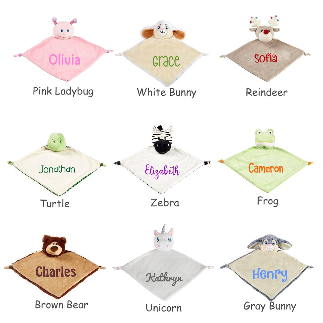 Personalized Baby Lovey, Plush Animal, Name Embroidered, Security ...