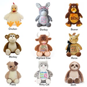 Personalized Stuffed Animal, Embroidered Stuffed Animal, Custom Plush ...