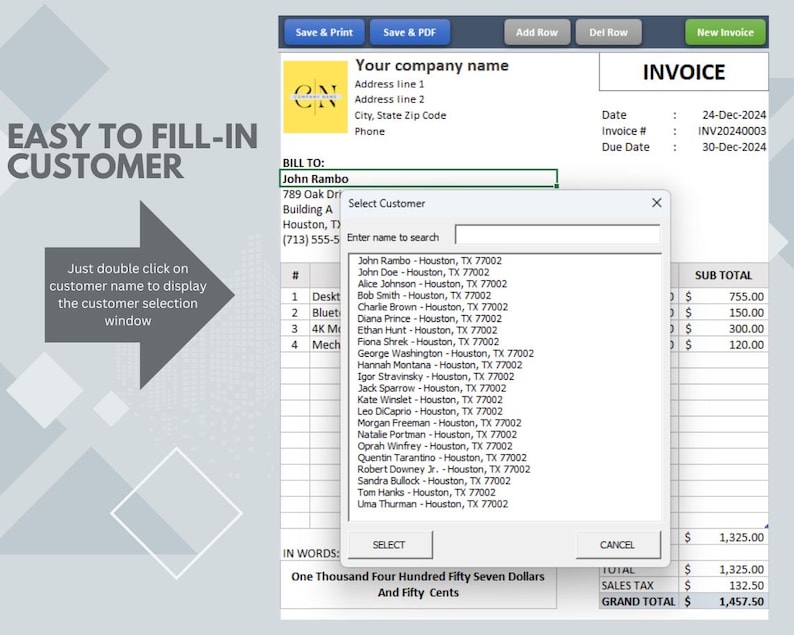 Automated Excel Invoice Template | Small Business, Freelancer ...
