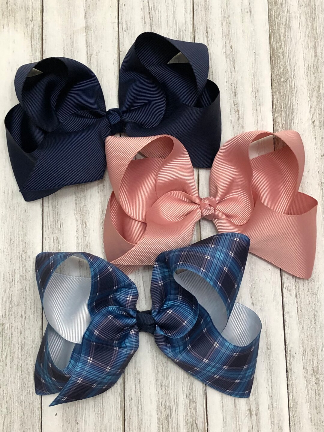 School Uniform Navy Blue Plaid Hair Bows, Back to School, Hair Clip ...