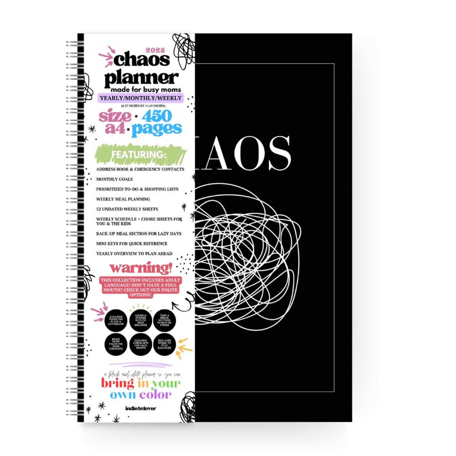 Chaos WEEKLY Undated Planner Mom Planner Weekly Planner Wire Bound ...