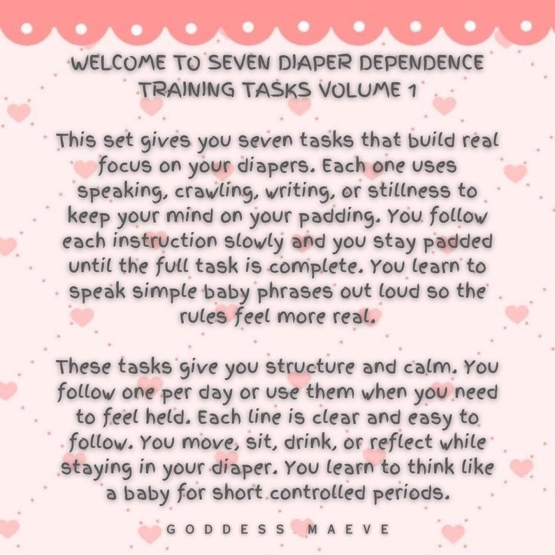 Seven Diaper Dependence Tasks | ABDL Obedience Mini Pack | Padded ...